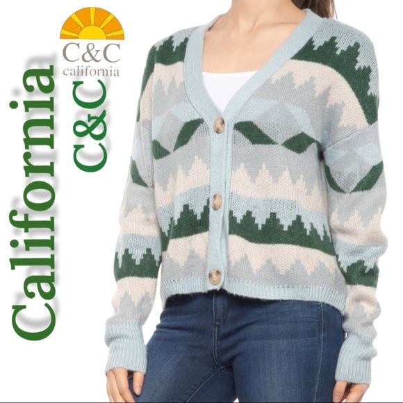 C&C California | Sweaters | New Cc California Katie Jacquard Cardigan ...